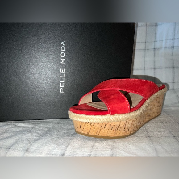 Pelle Moda | Shoes | Pelle Moda Red Wedge Sandals | Poshmark